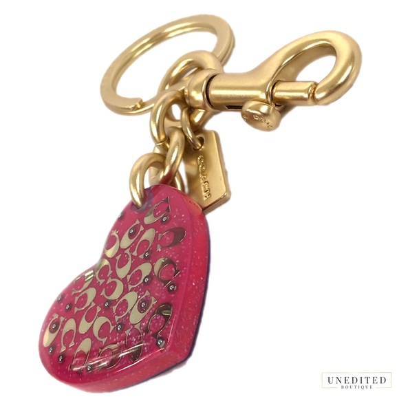 Coach | Accessories | Nwt Coach Signature Resin Heart Bag Charm | Poshmark